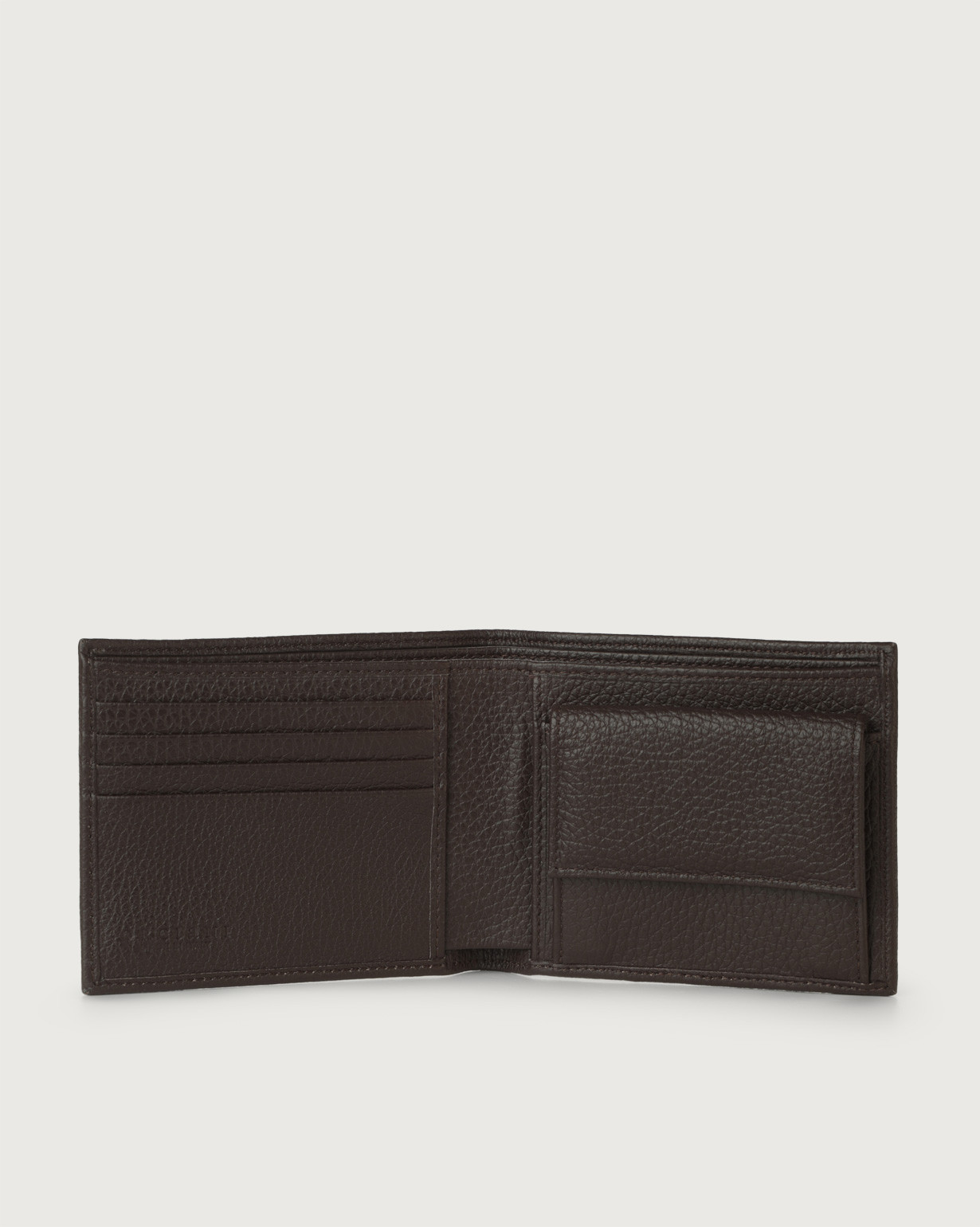ORCIANI Micron leather wallet with coin pocket, color Ebony