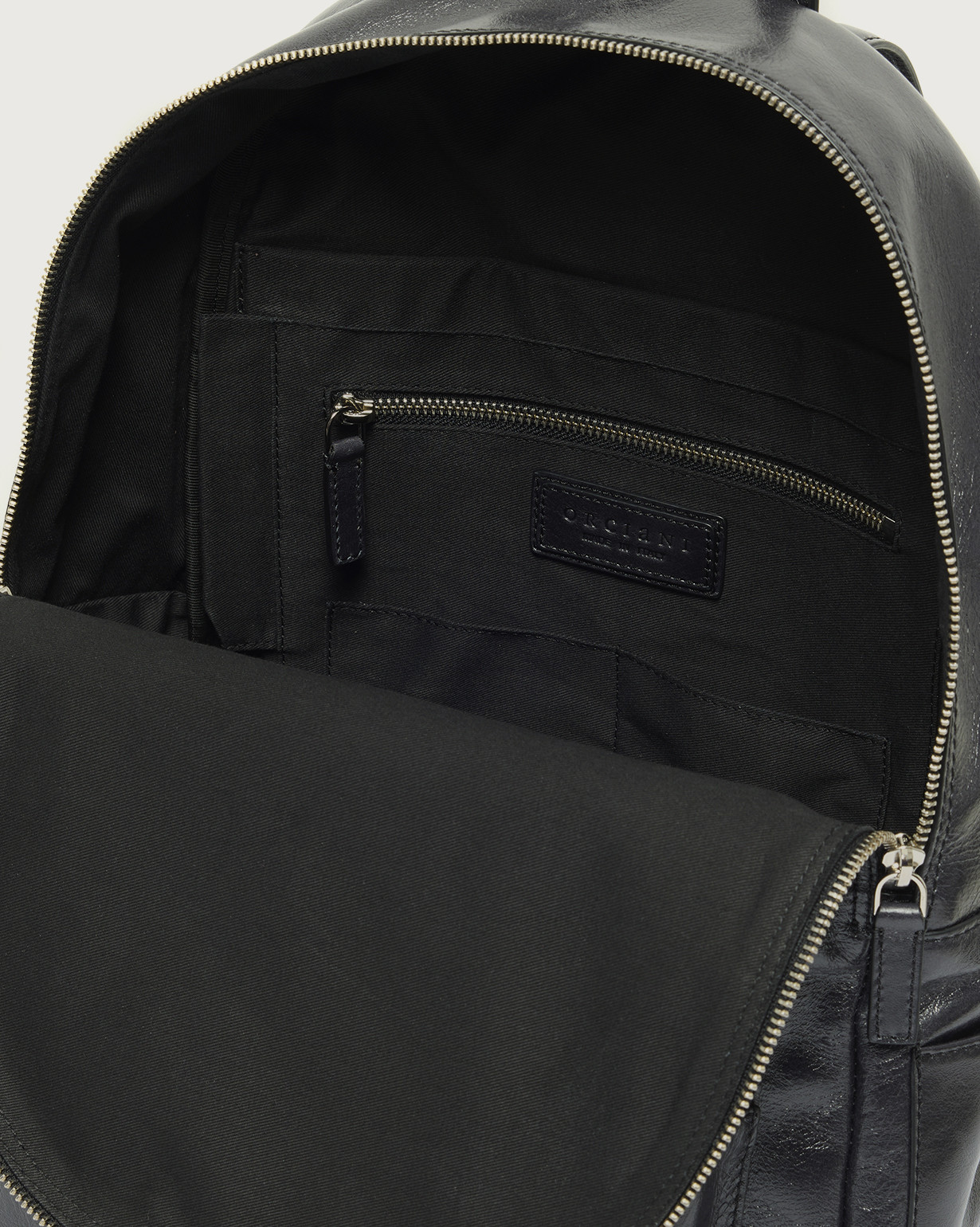 ORCIANI Laio Gotham shiny leather backpack, color Black