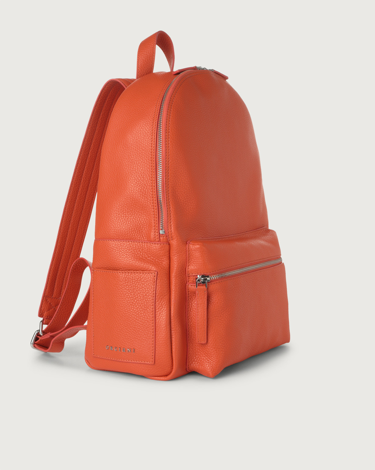 ORCIANI Laio Micron Leather Backpack, color Orange