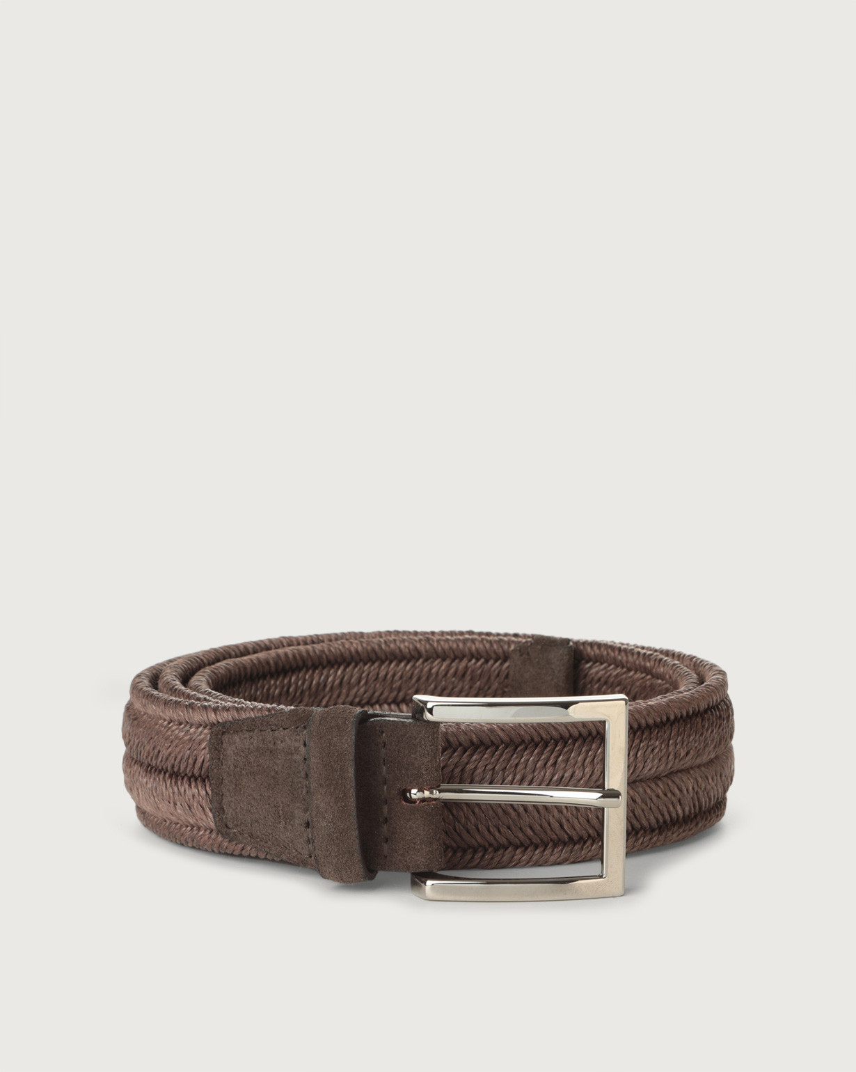 ORCIANI Rope Elast stretch linen belt 3,5 cm, color Brown