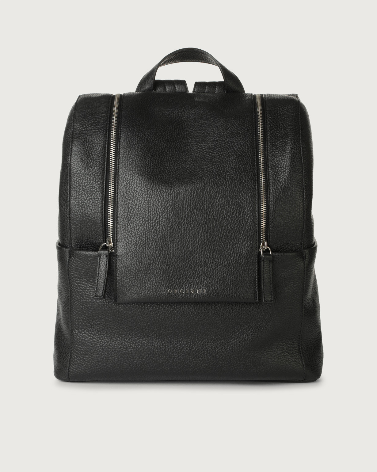 ORCIANI Micron double zipper leather backpack, color Black