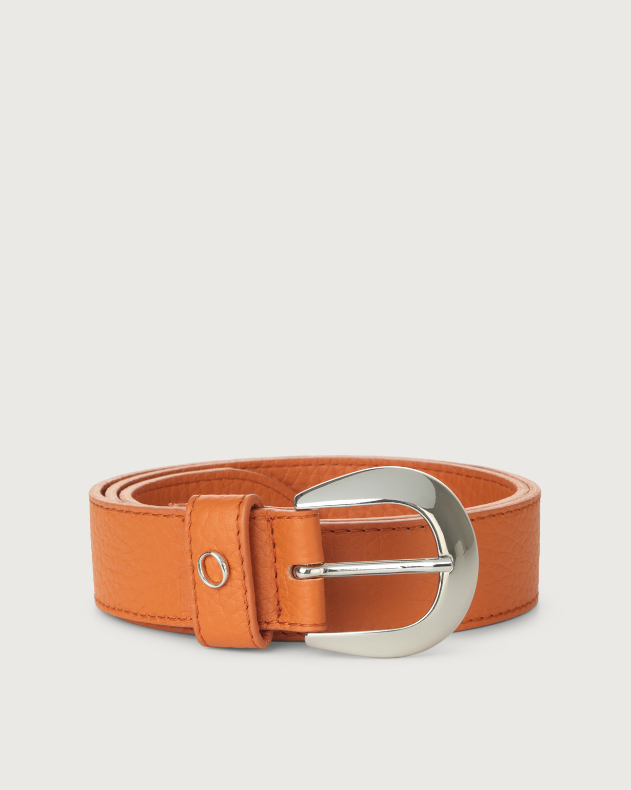 ORCIANI Soft leather belt with monogram, color Orange