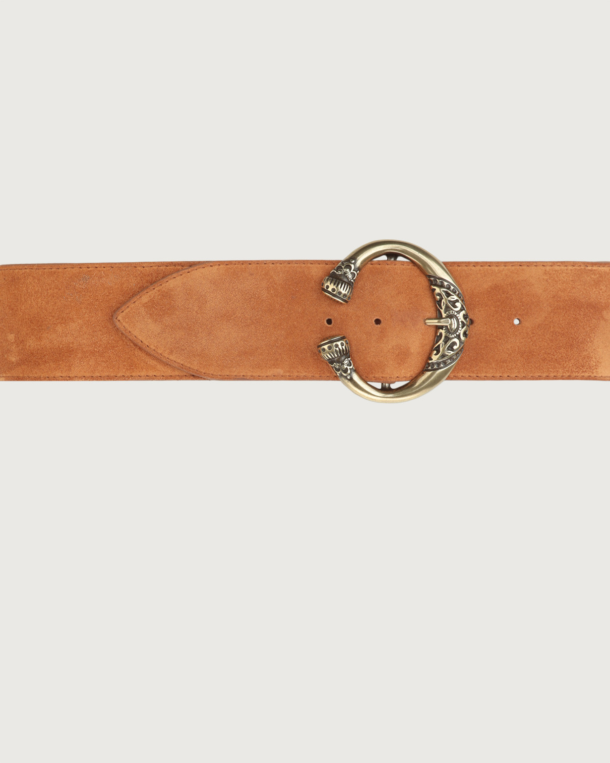 ORCIANI Naif suede leather belt 6,5 cm, color Amber