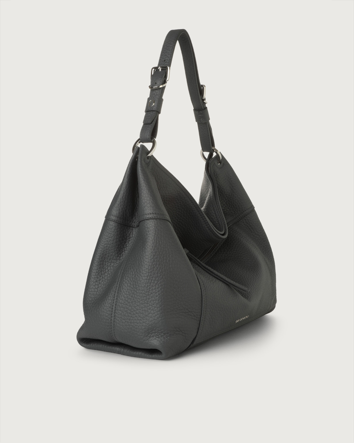 ORCIANI Handy Soft leather shoulder bag, color Grey