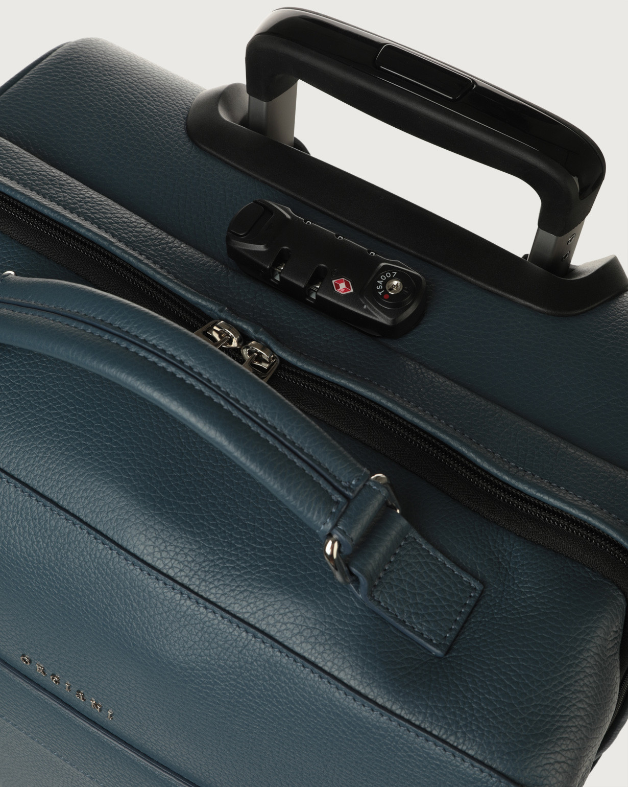 ORCIANI Micron leather two wheels trolley, color Blue