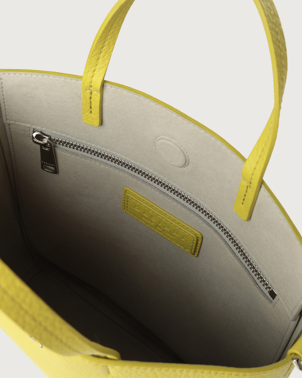 ORCIANI Ladylike S Soft small leather tote bag, color yellow