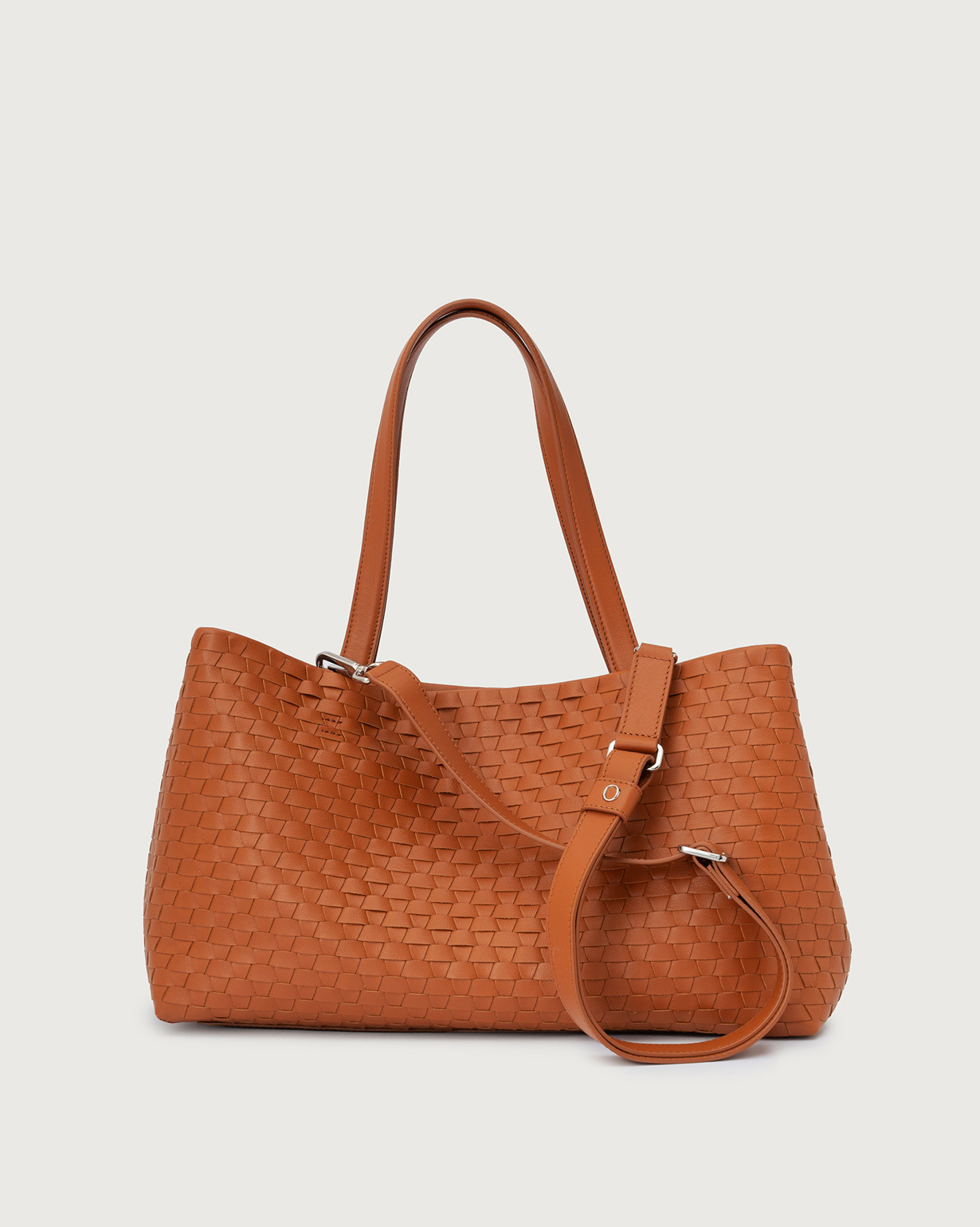 ORCIANI Tata Nappa Woven leather tote bag, color Amber