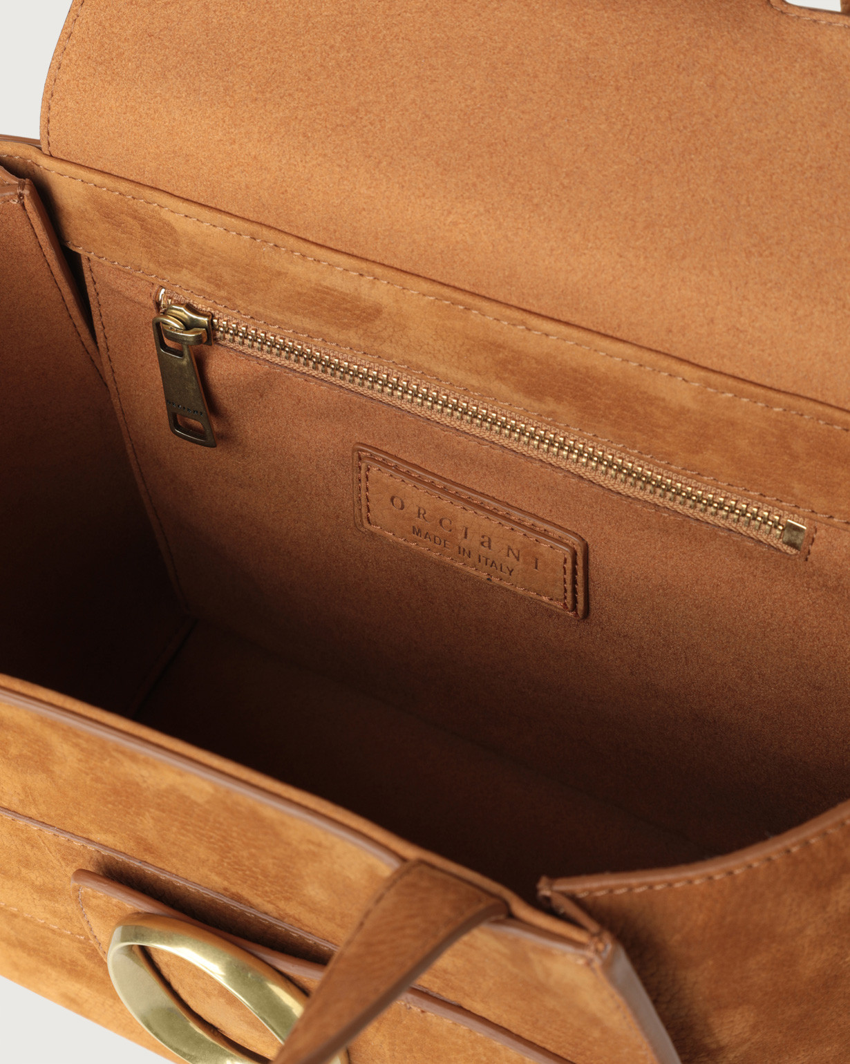ORCIANI Ofelia Nabucco medium nubuck leather handbag, color Brandy