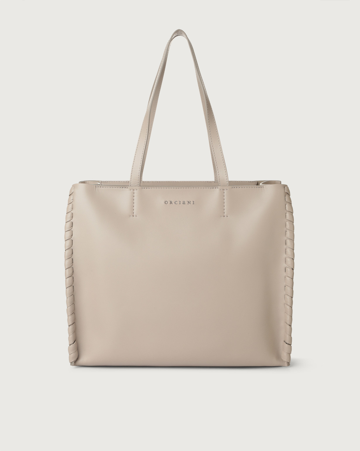 ORCIANI Le Sac Big Mesh leather tote bag, color Beige