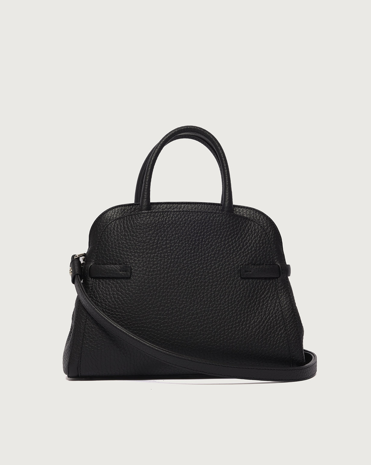 ORCIANI Aura Soft Midi grained leather handbag with strap, color Black