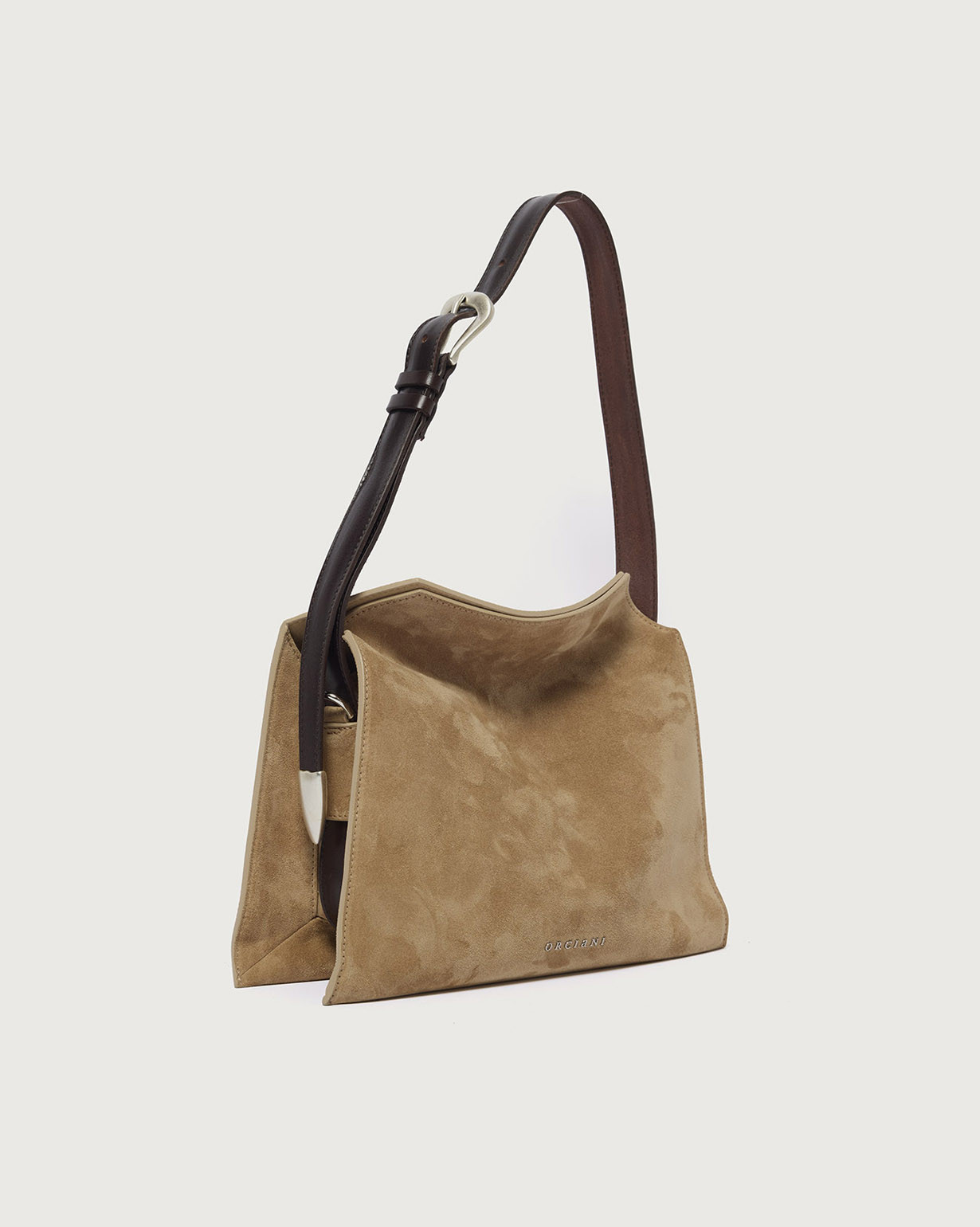 ORCIANI. Trinity Peach Small suede shoulder bag. color Beige