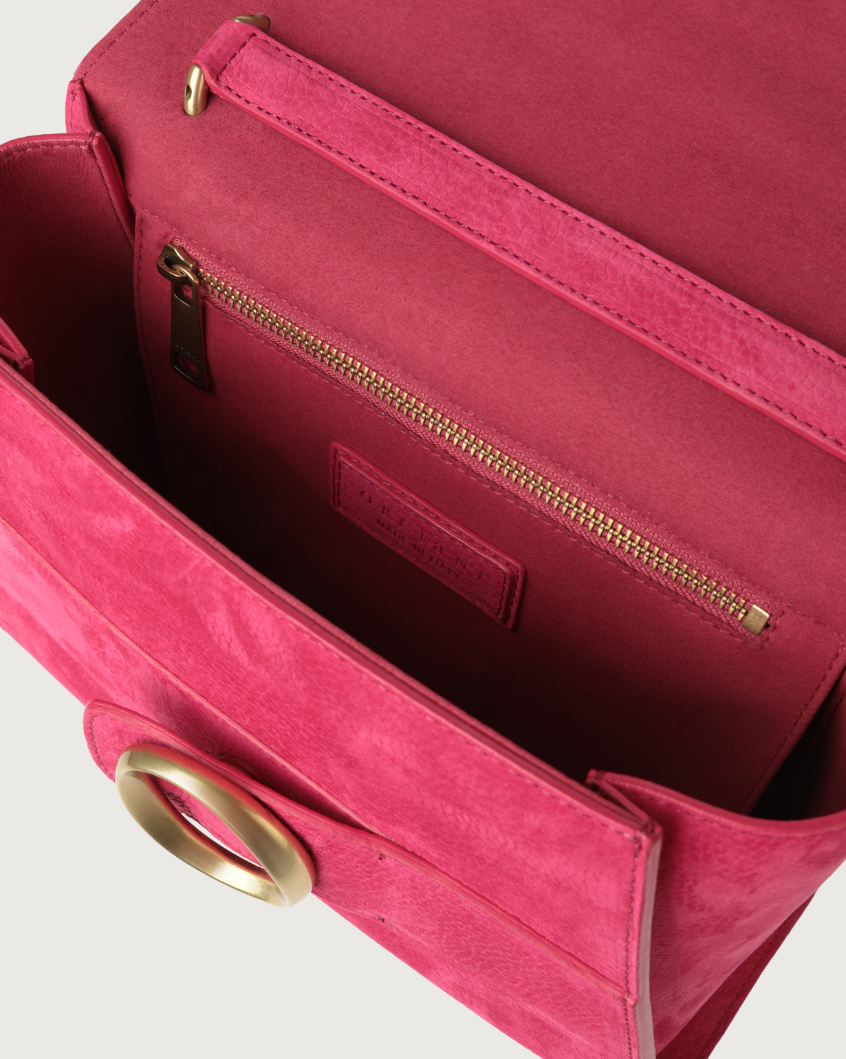 ORCIANI. Ofelia Nabucco nubuck leather shoulder bag. color Fuchsia