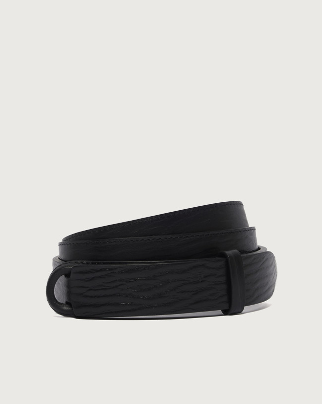 ORCIANI Wave leather Nobuckle belt, color Brown