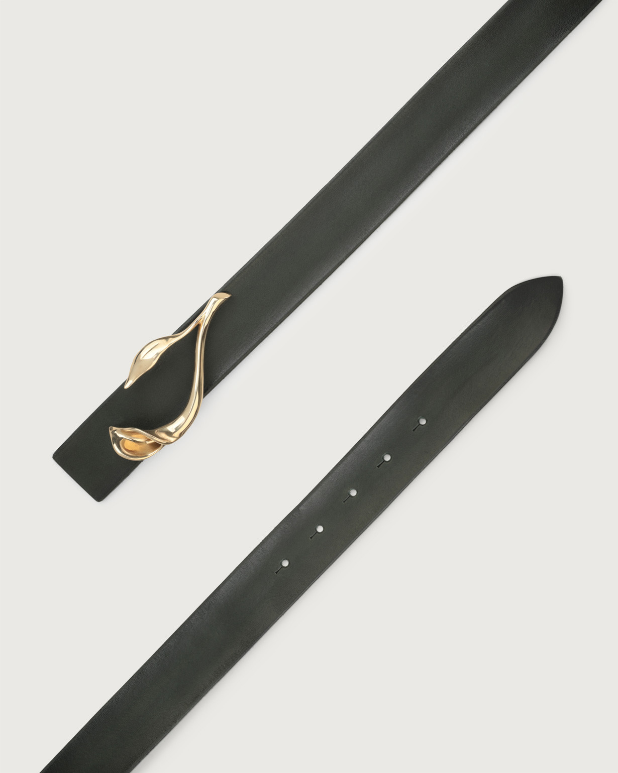 ORCIANI Bull Soft leather belt lily buckle, color Forest green