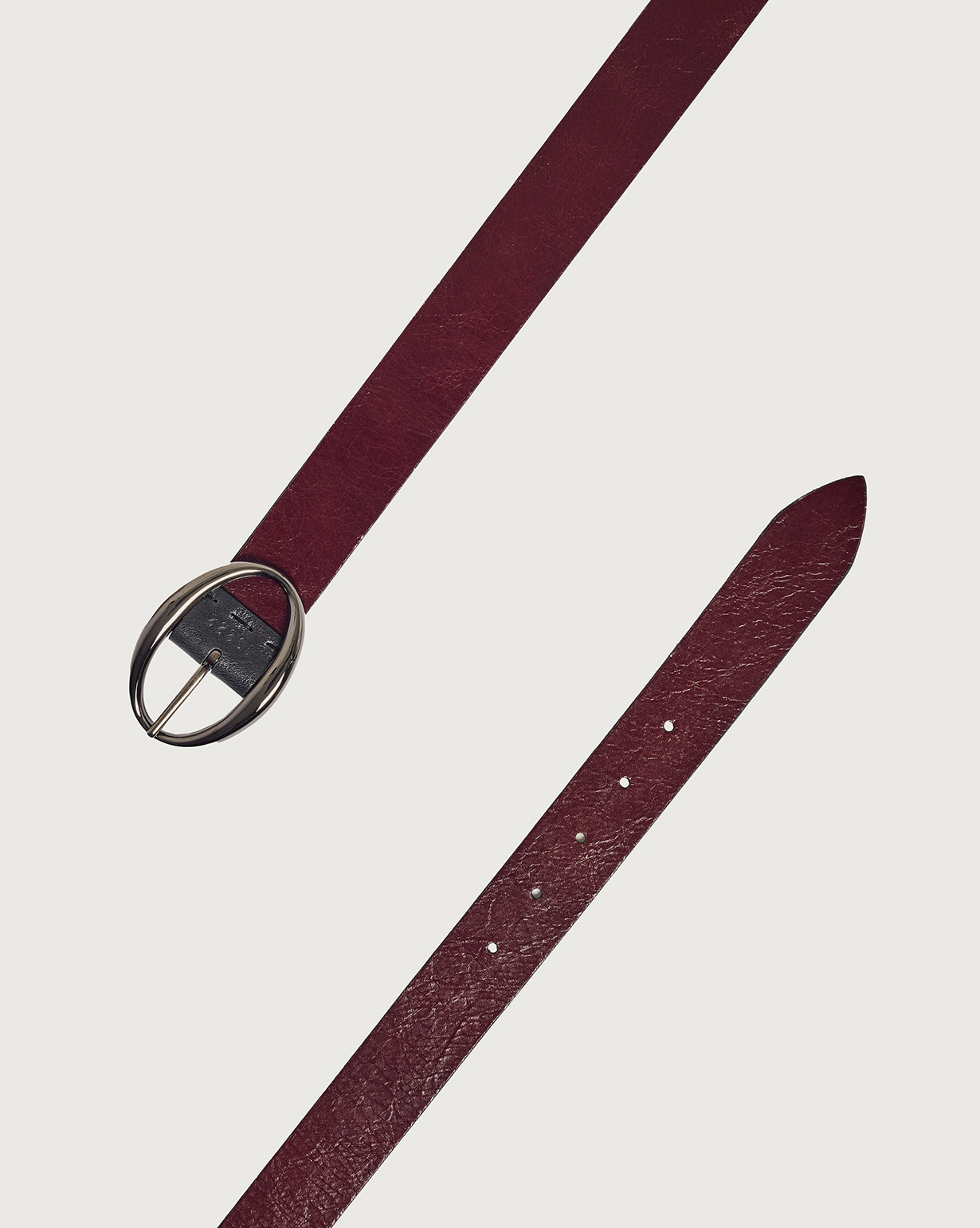 ORCIANI Gotham Double leather belt 3 cm, color black+chianti