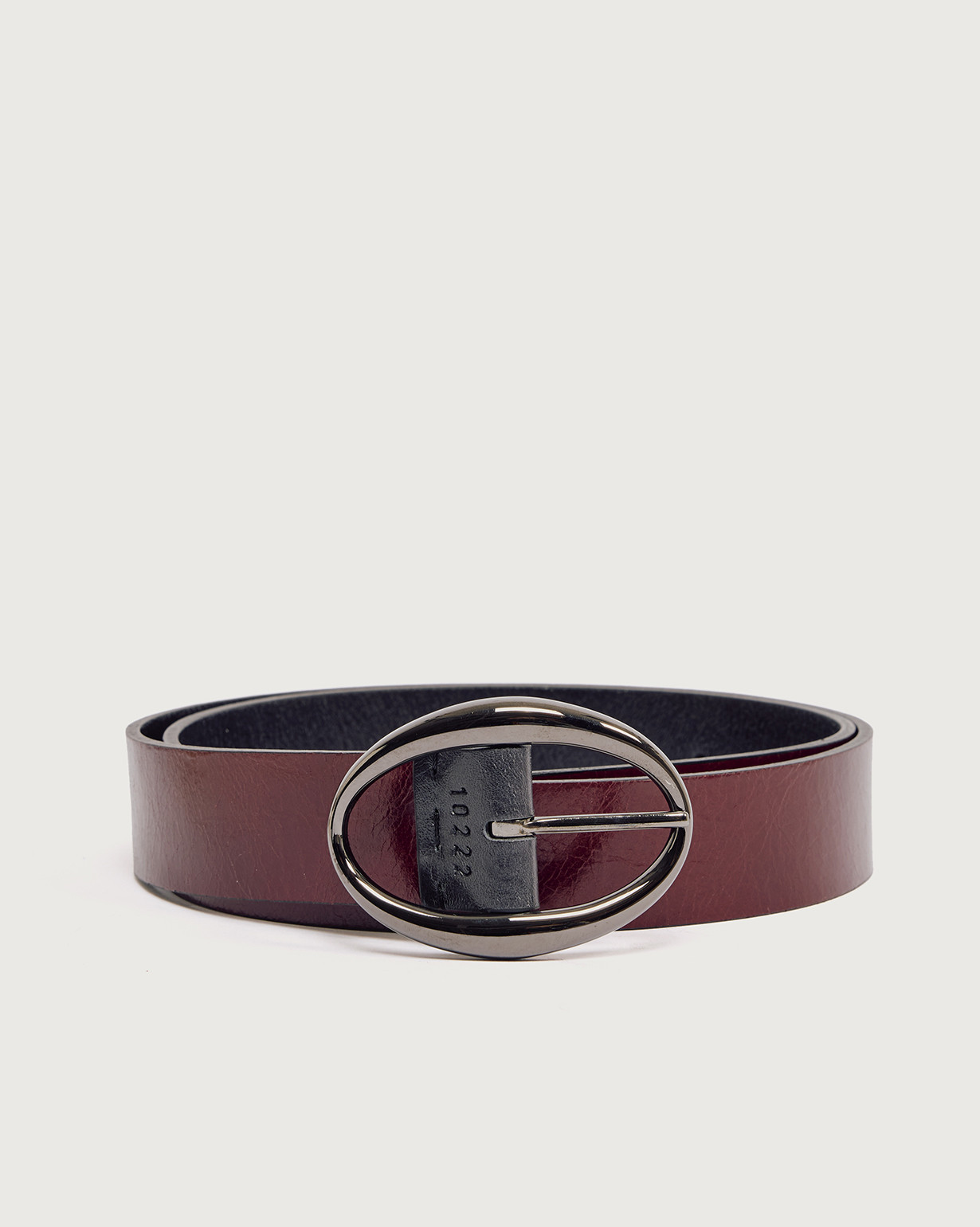 ORCIANI Gotham Double leather belt 3 cm, color black+chianti