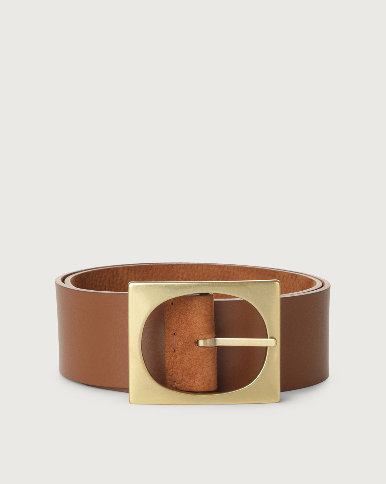 ORCIANI Nabucco Tan nubuck leather reversible belt 5 cm, color Brandy