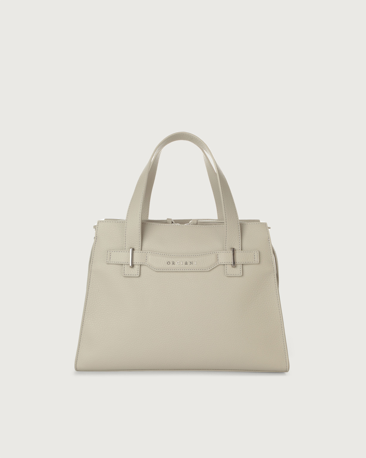 ORCIANI POSH Sense Medium leather handbag with strap, color light grey