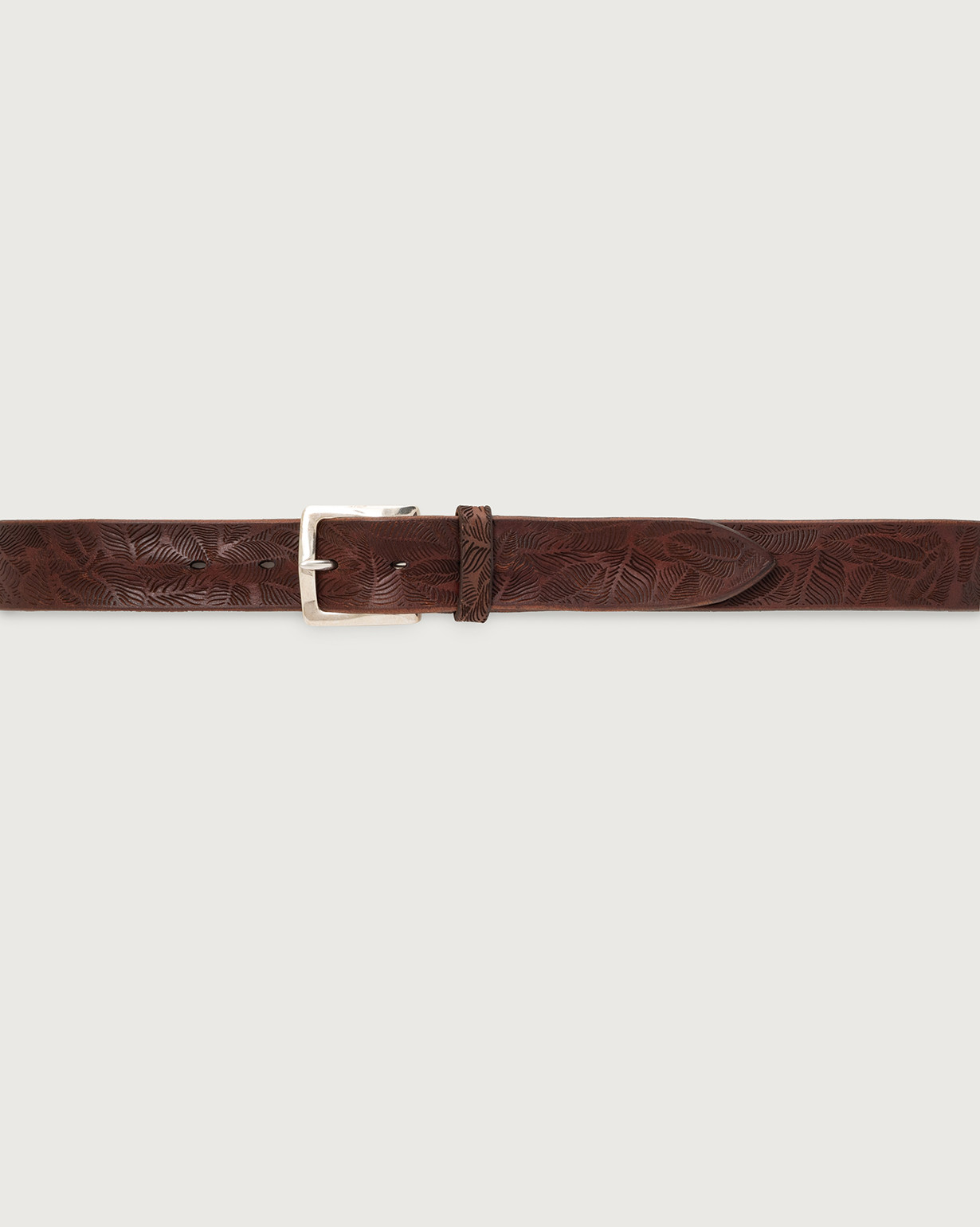 ORCIANI Bull Soft engraved leather belt 3,5 cm, color Brown