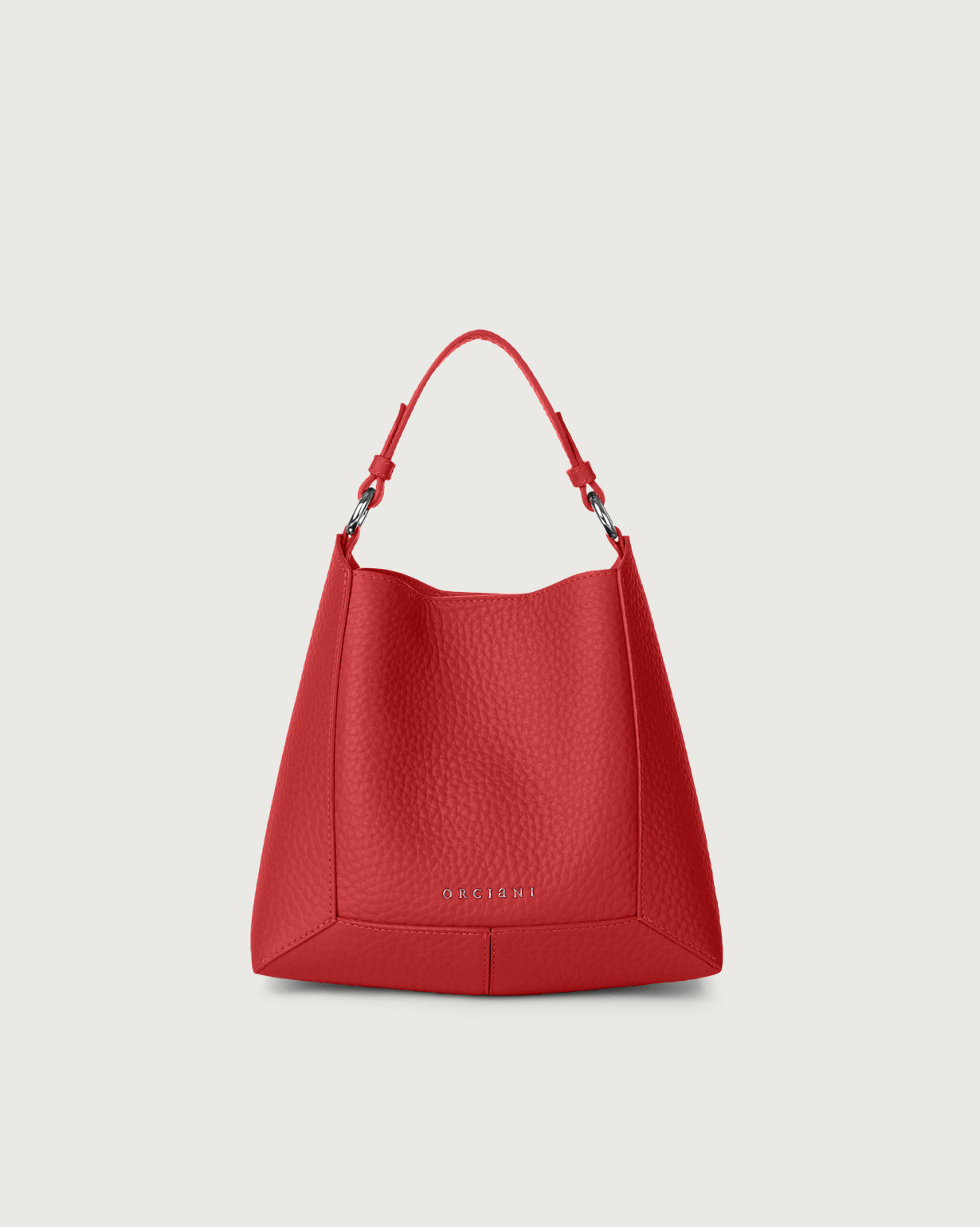 ORCIANI Frame Soft leather mini hand bag with strap, color Marlboro red