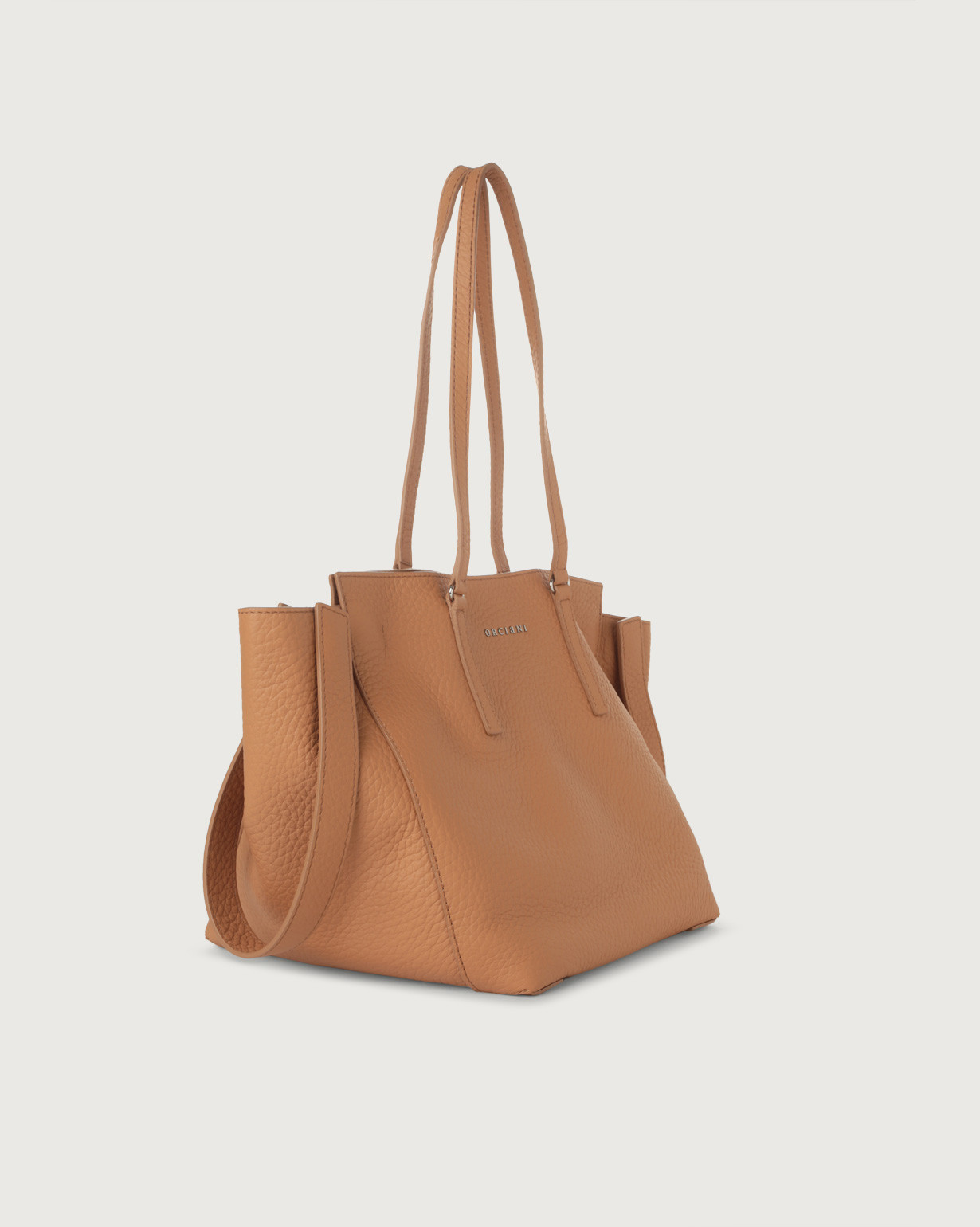 ORCIANI Ava Soft midi leather tote bag, color Almond