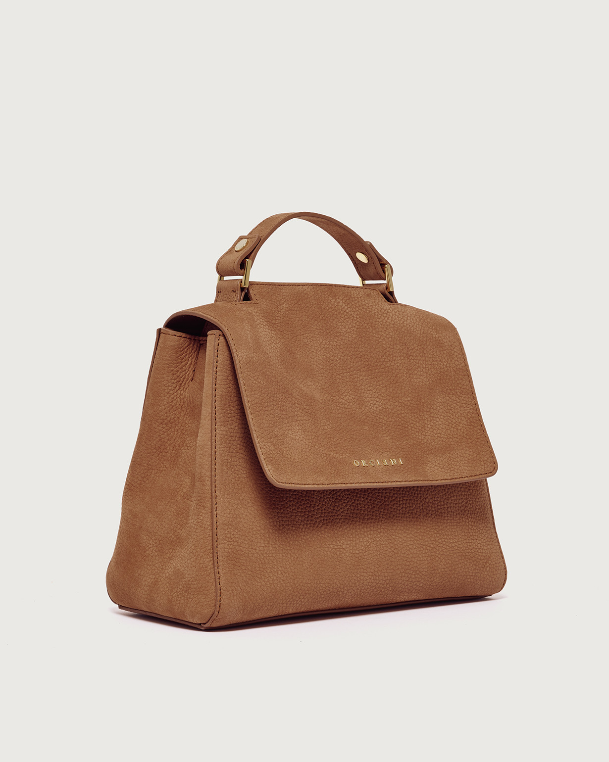 ORCIANI Sveva Nabucco Small nubuck leather handbag with strap color brick